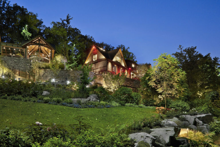 Mountain home nighttime landscape lighting | ACM Design Architecture ...