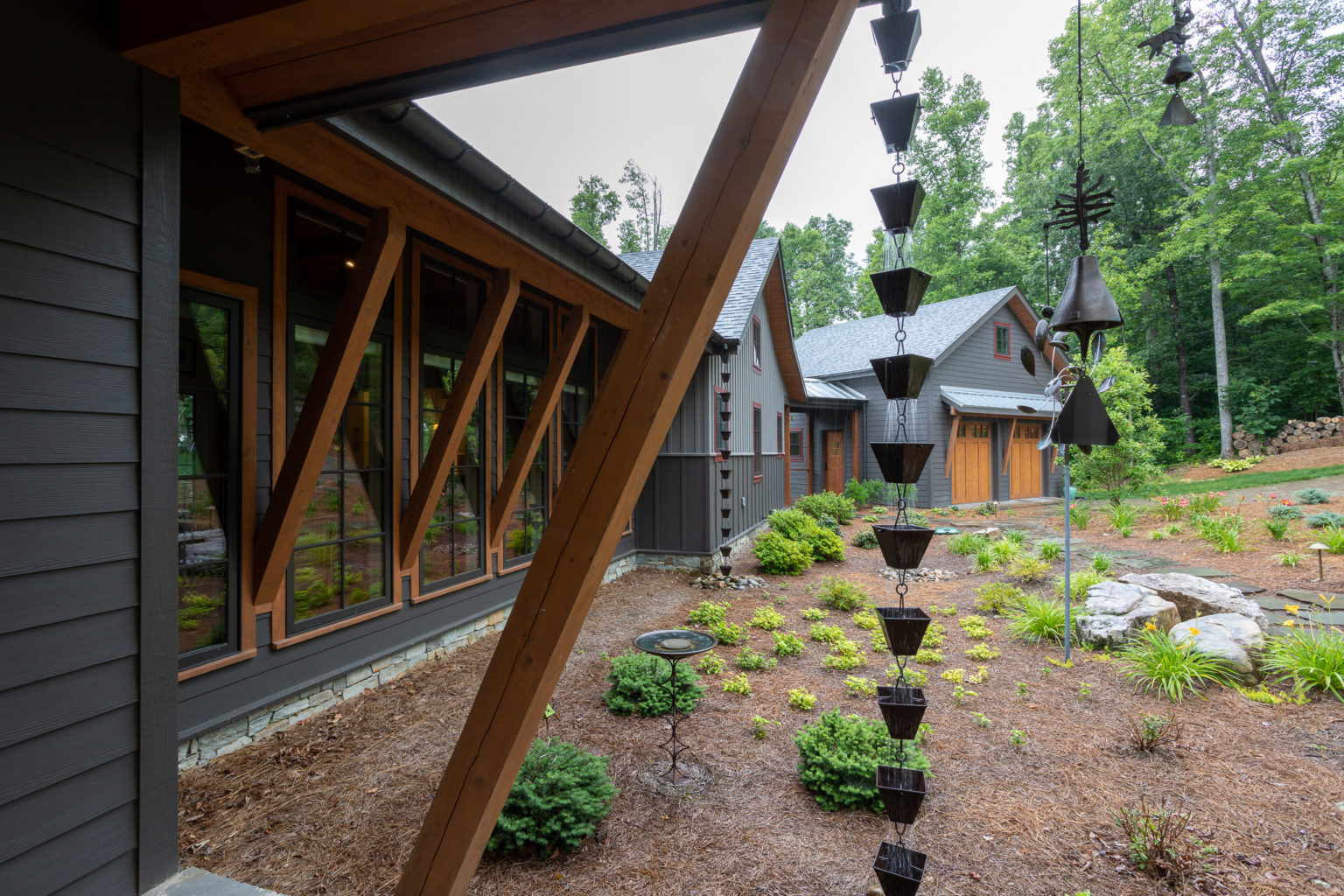 Front entry downspout alternative using rain chain | ACM Design ...