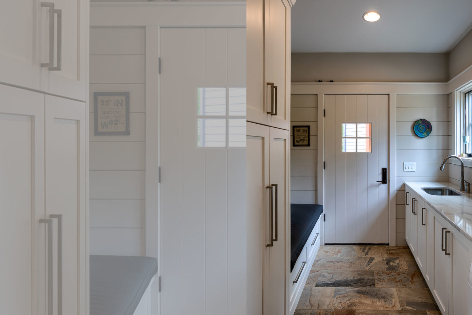 Side entry mudroom through breezeway with laundry and dropzone | ACM ...